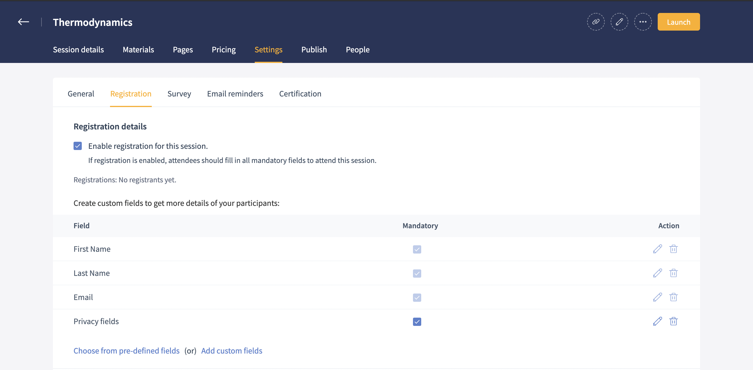 Customize Registration Customize Registration